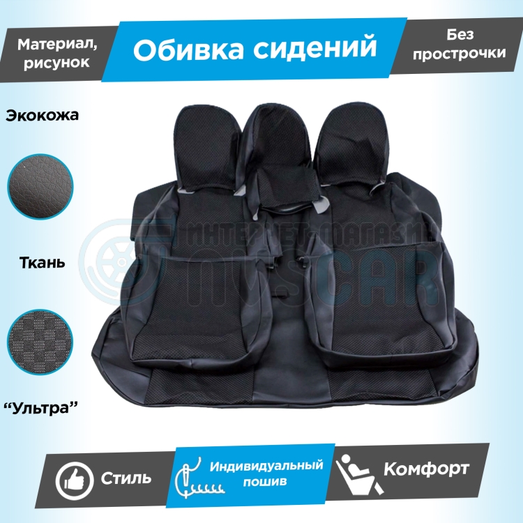 Обивки сидений (эко-кожа с тканью) "Ультра" Лада Нива 4х4 3д (ВАЗ 21213 ...